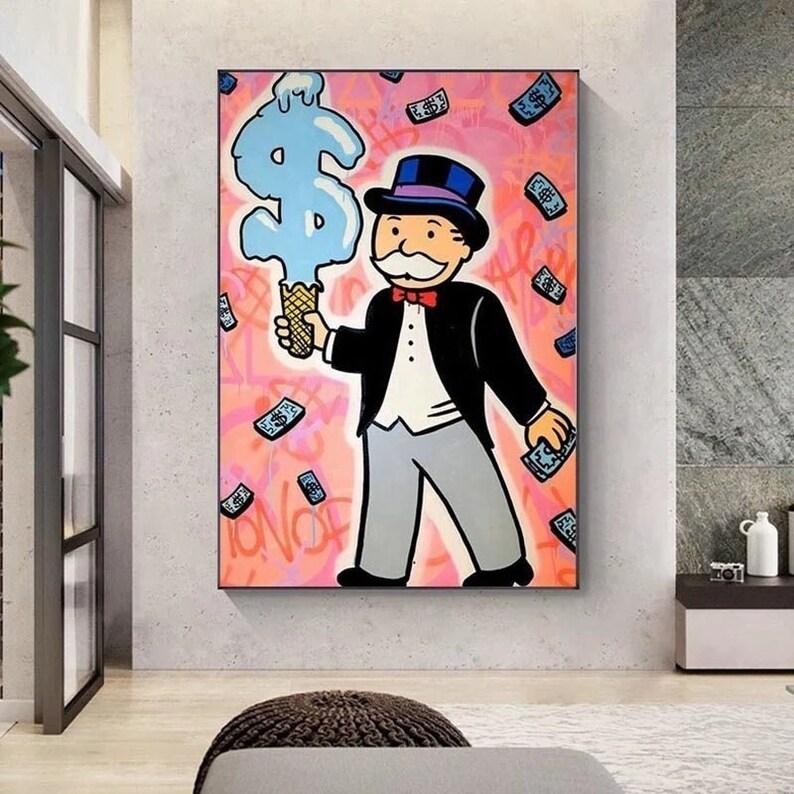 Monopoly Graffiti Wall Street Art American Flag Canvas Home Decor - Etsy