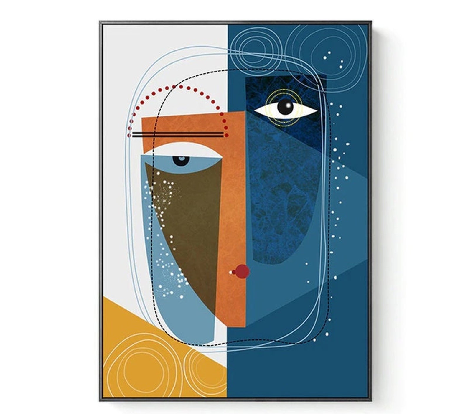 Abstract Faces Geometric Lines Canvas Painting Contemporary Posters and ...