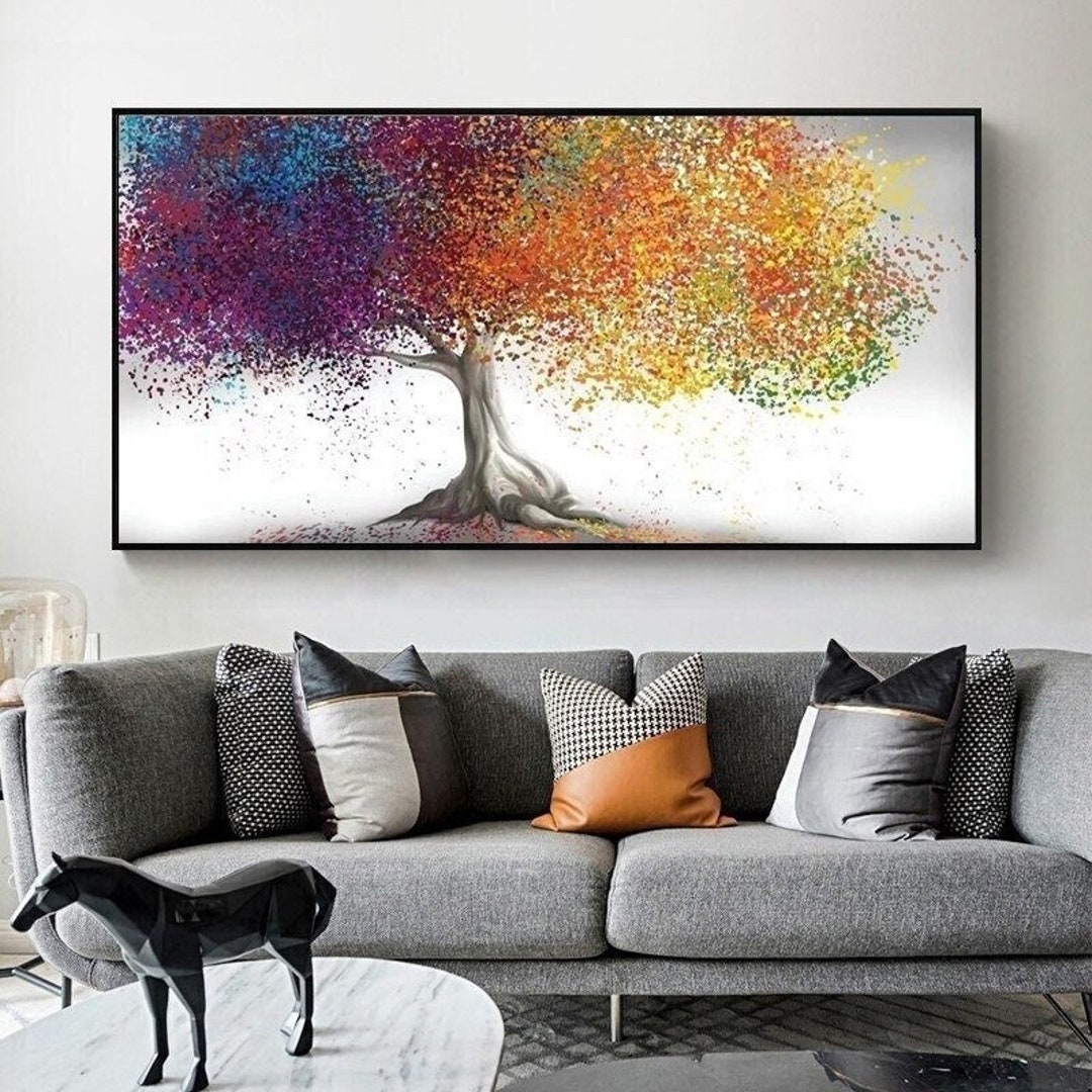Large Tree Painting, Colorful Trees, Landscape Painting - Etsy