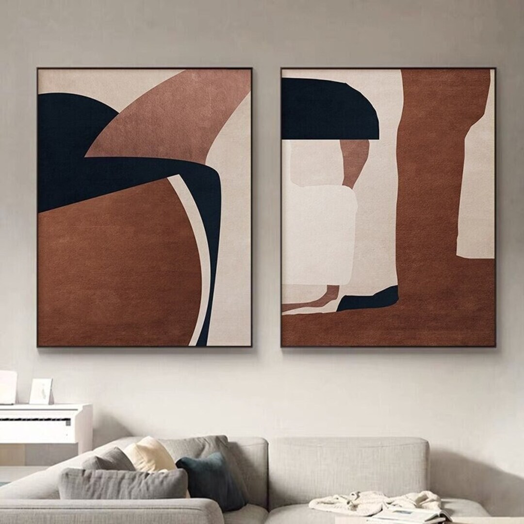 Modern Color Blocks Canvas Painting Abstract Posters and Prints Brown ...