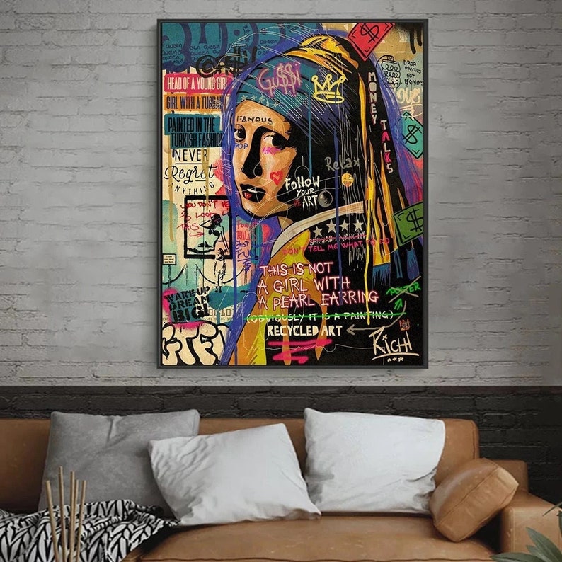 Graffiti Pop Art Portrait Canvas Painting Famous Statue of Julius Cesar ...