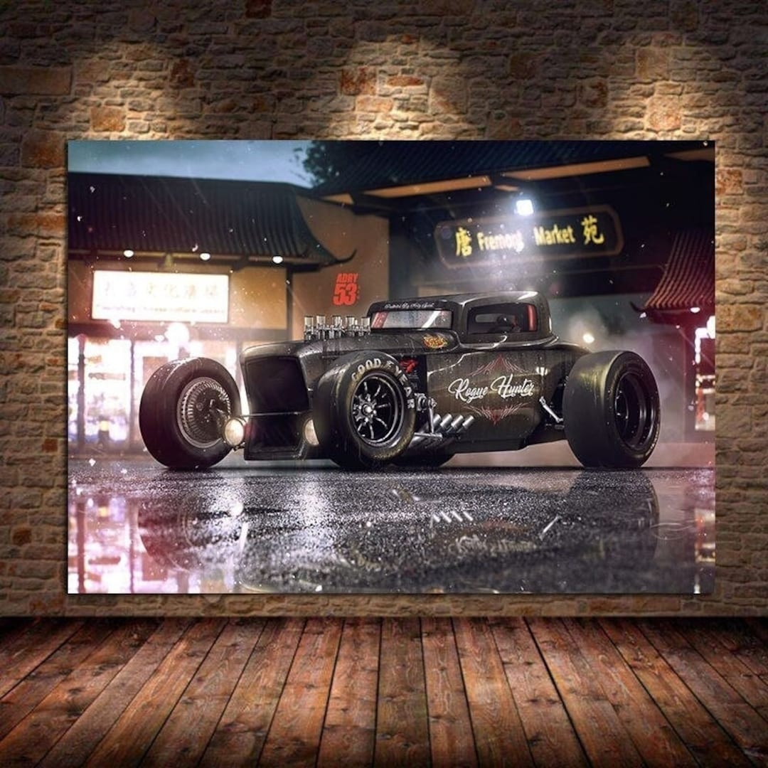 Hot Rod Art, Hot Rod Poster, Hot Rod Wall Decor, Gift for Mechanicals ...