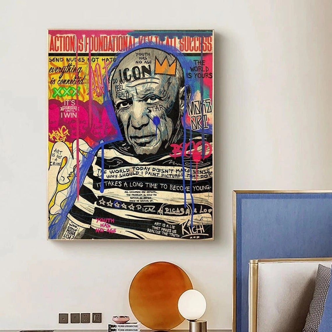 Graffiti Pop Art Portrait Canvas Painting Famous Statue of Julius Cesar ...