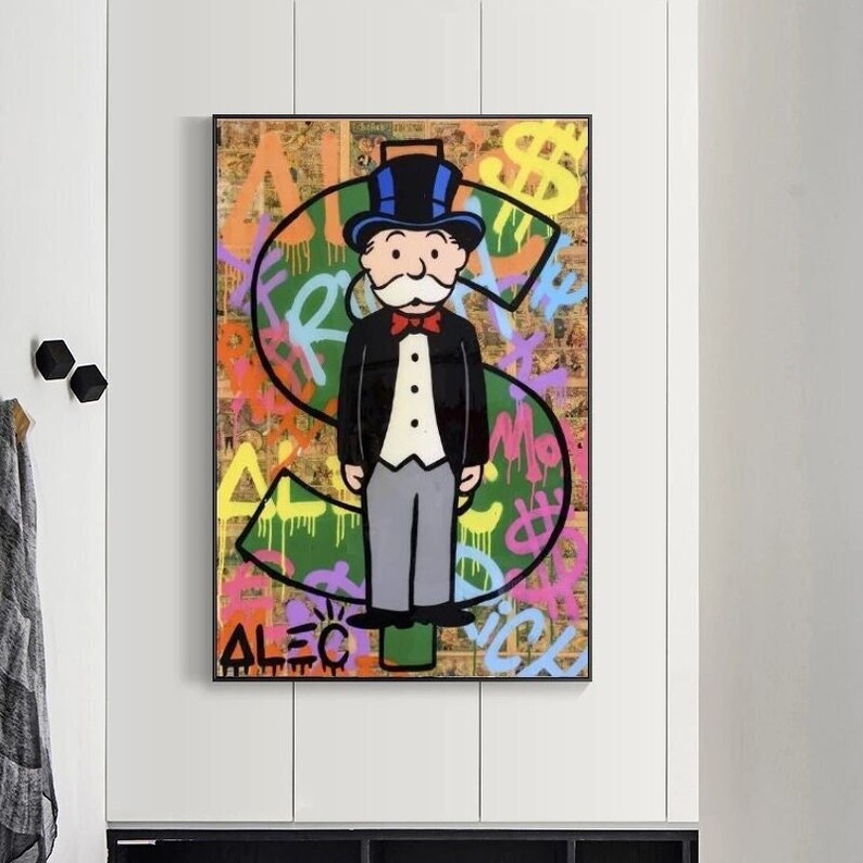 Monopoly Graffiti Wall Street Art American Flag Canvas Home Decor - Etsy