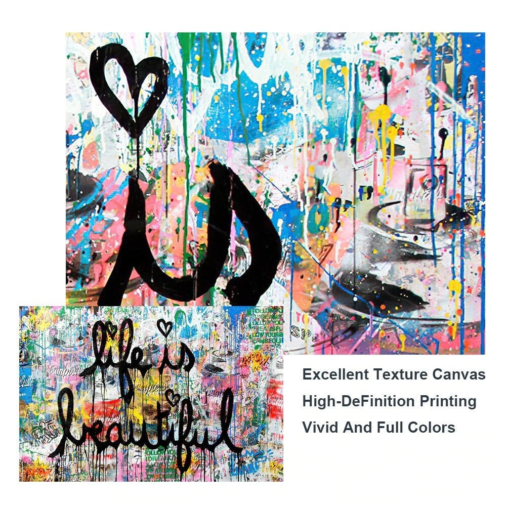 Life is Beautiful Banksy Graffiti Art Canvas Paintings on the Wall Art ...