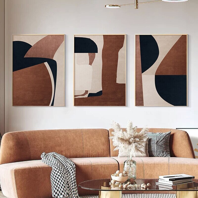 Modern Color Blocks Canvas Painting Abstract Posters and Prints Brown ...