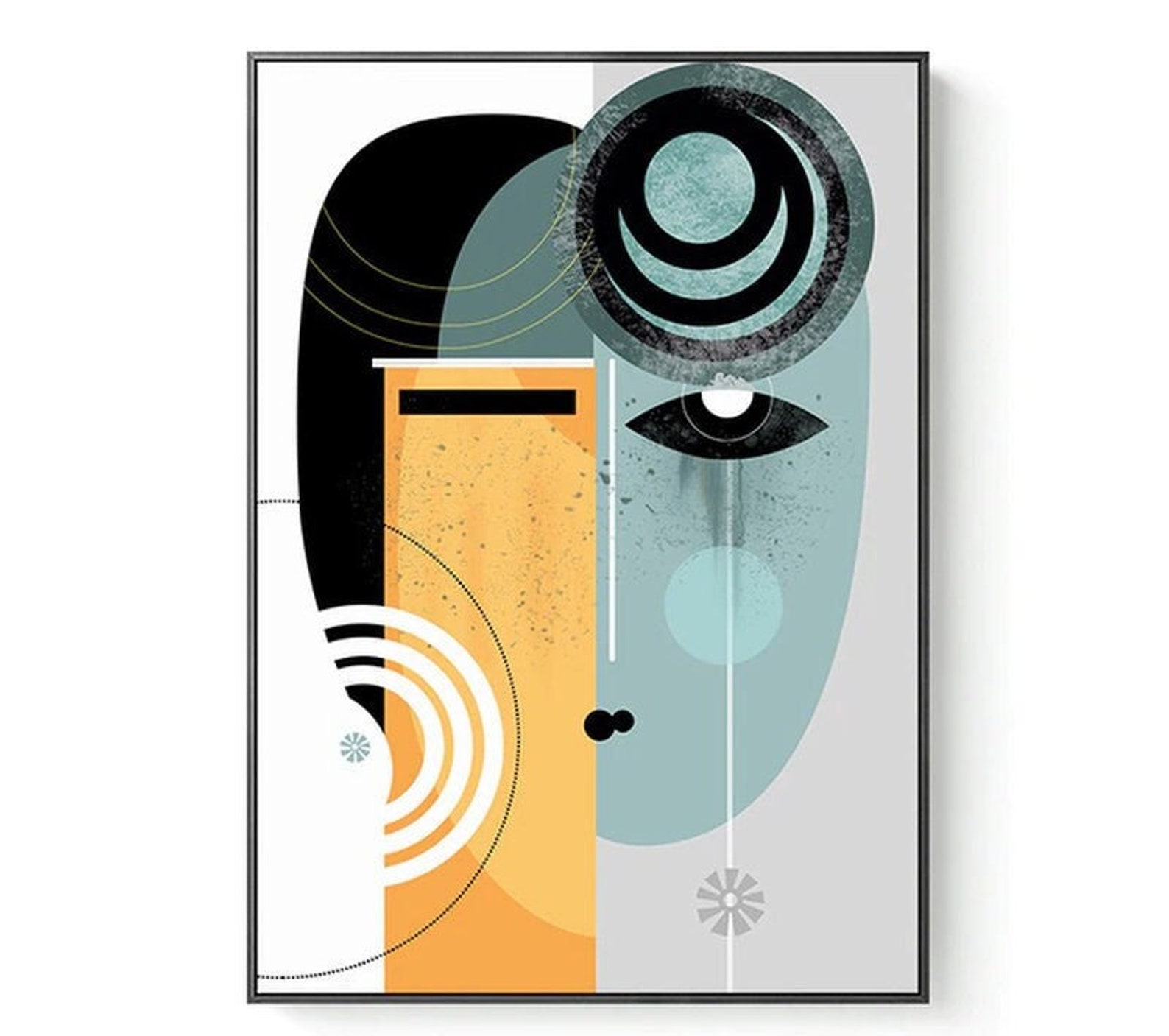 Abstract Faces Geometric Lines Canvas Painting Contemporary Posters and ...