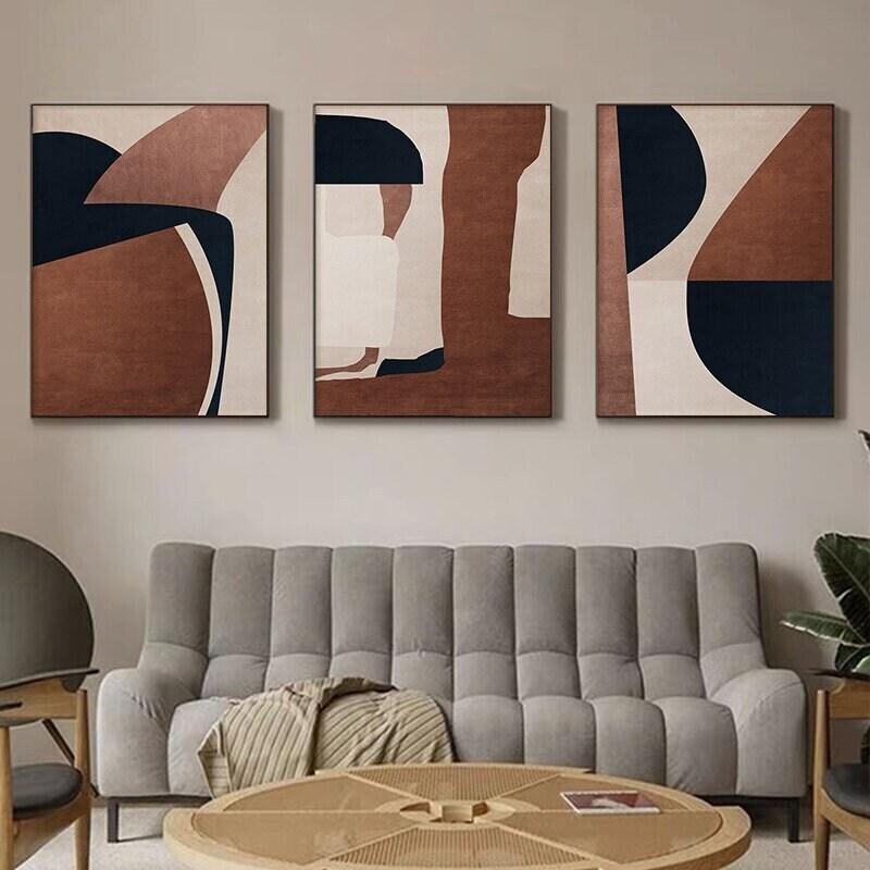 Modern Color Blocks Canvas Painting Abstract Posters and Prints Brown ...
