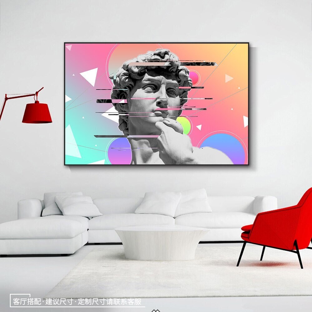 Vaporwave Sculpture of David Funny Art Canvas Posters and Prints ...