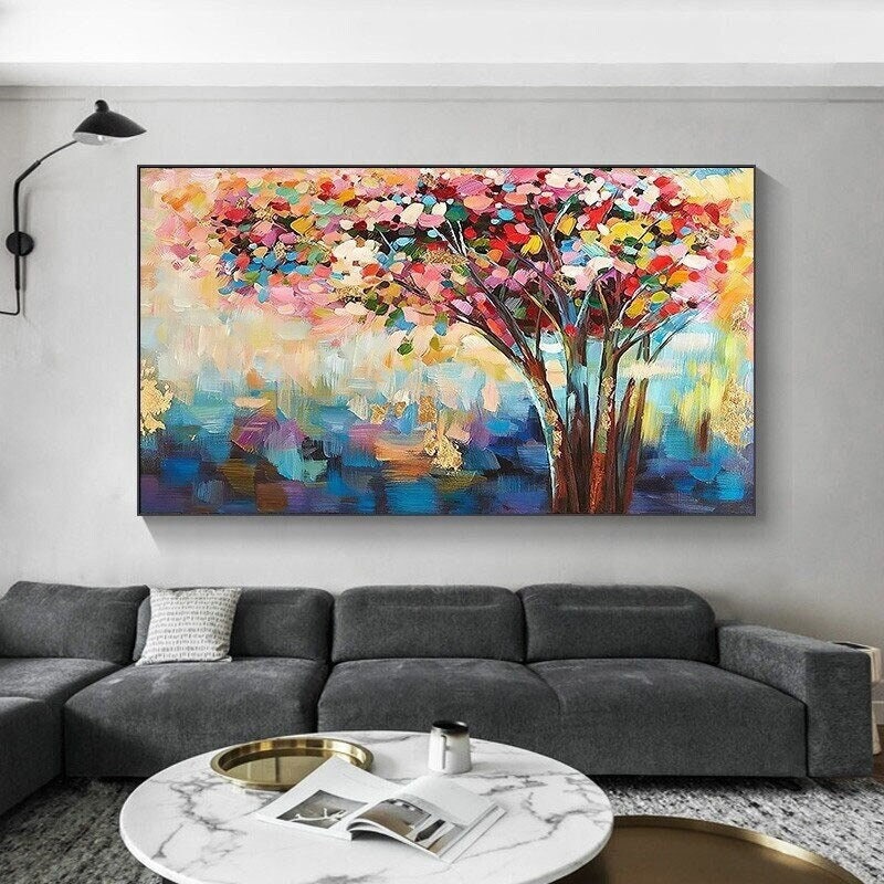 Large Tree Painting, Colorful Trees, Landscape Painting - Etsy