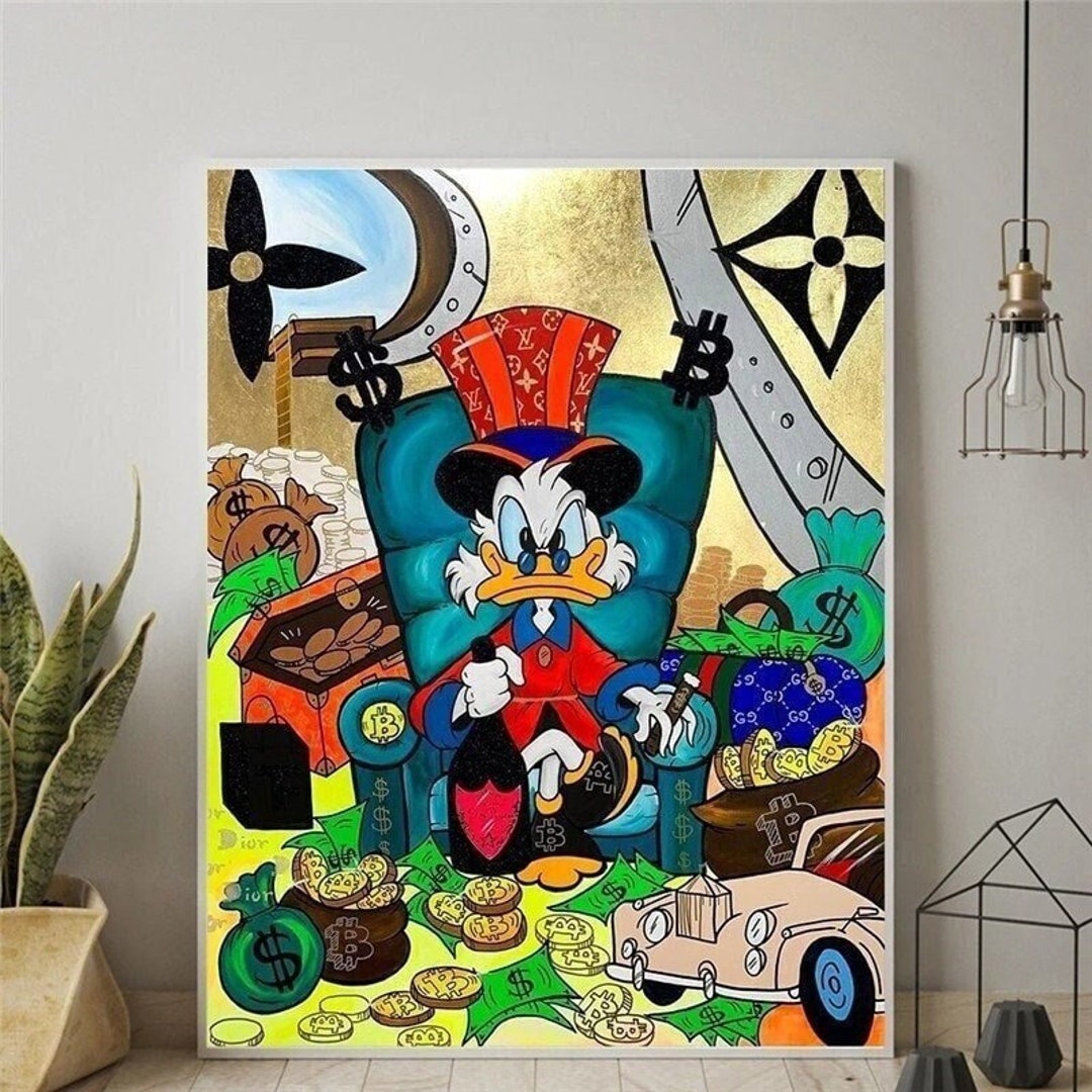 Monopoly Scrooge Mcduck Graffiti Art Money Canvas Painting Poster and ...