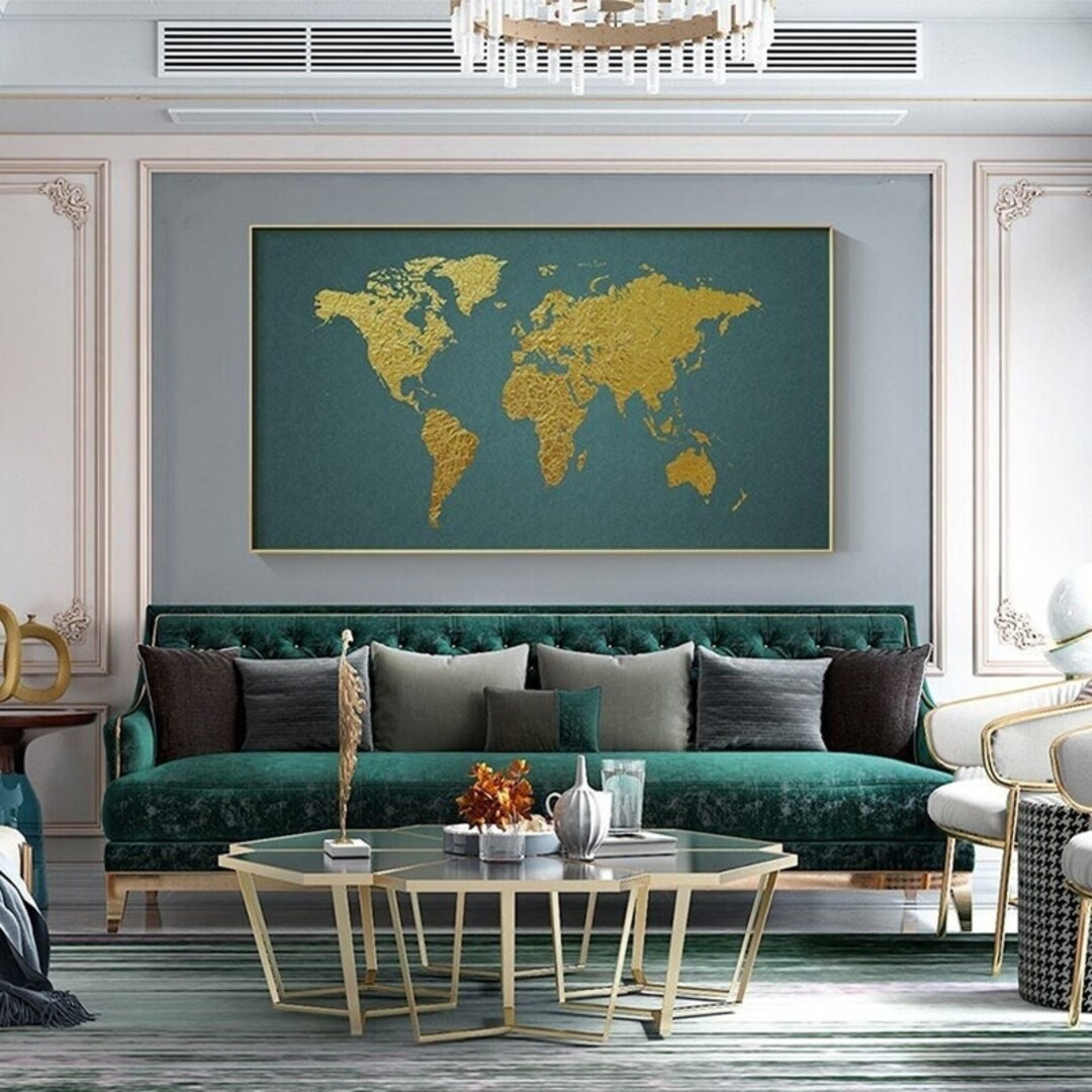 Nordic Colourful World Map Canvas Painting Posters and Print - Etsy