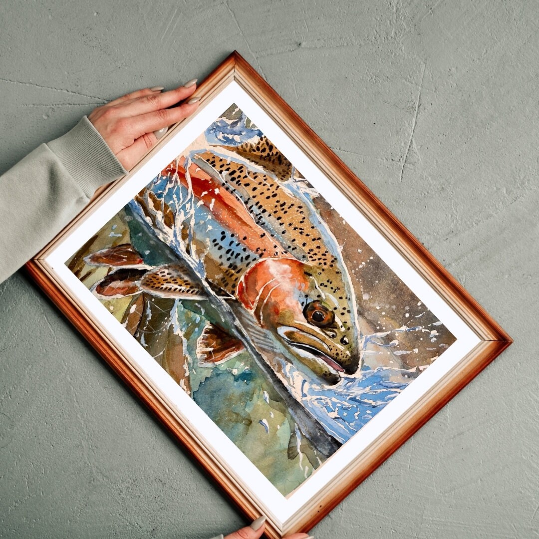 Moments Watercolor Trout Fishing Original Hand-made, Realistic Fish ...