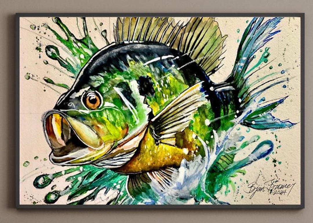 The Heart of Fishing – Bluegill Watercolor Art, Printed Locally and ...