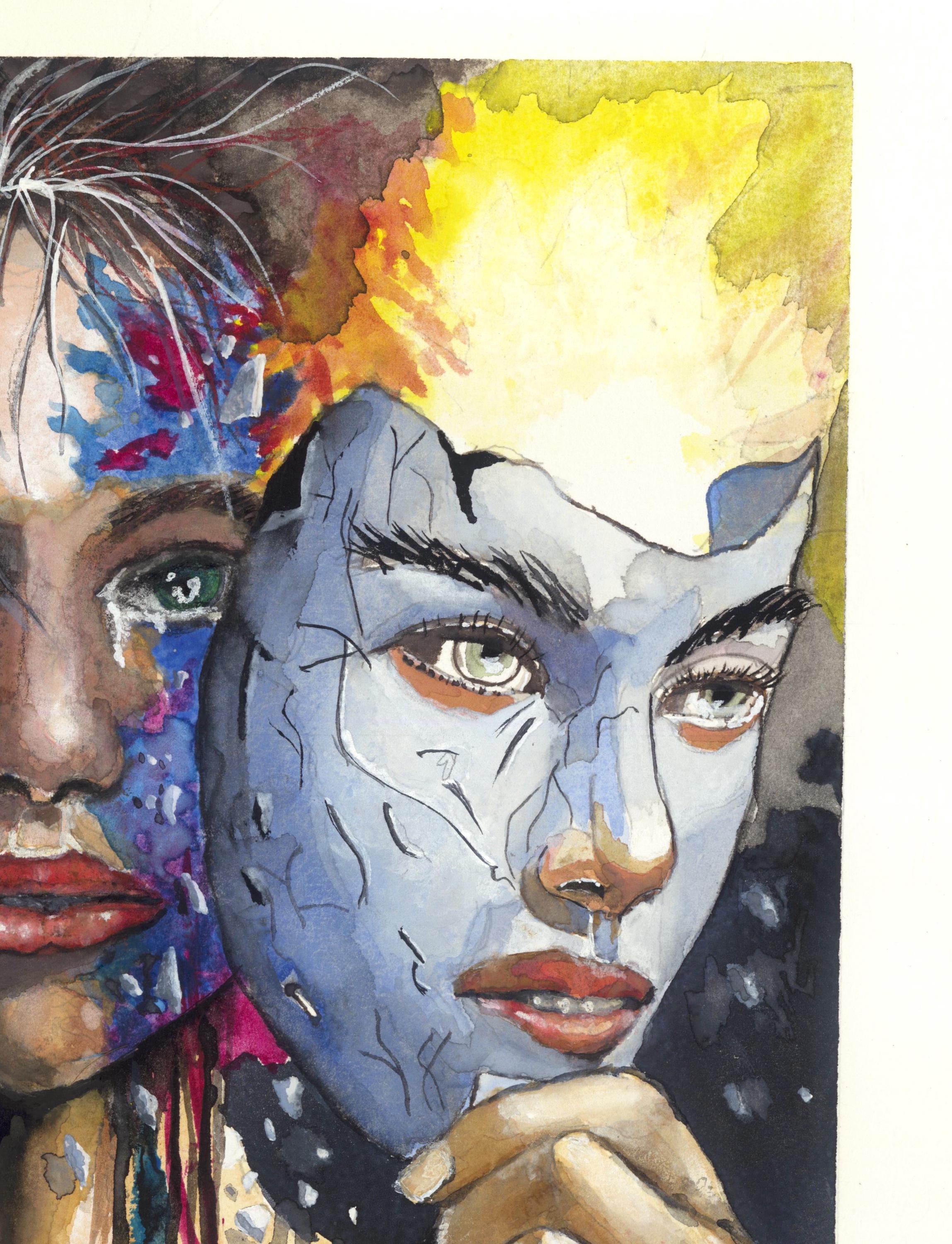 Masks We Wear Dual Identity Watercolor Painting - Etsy