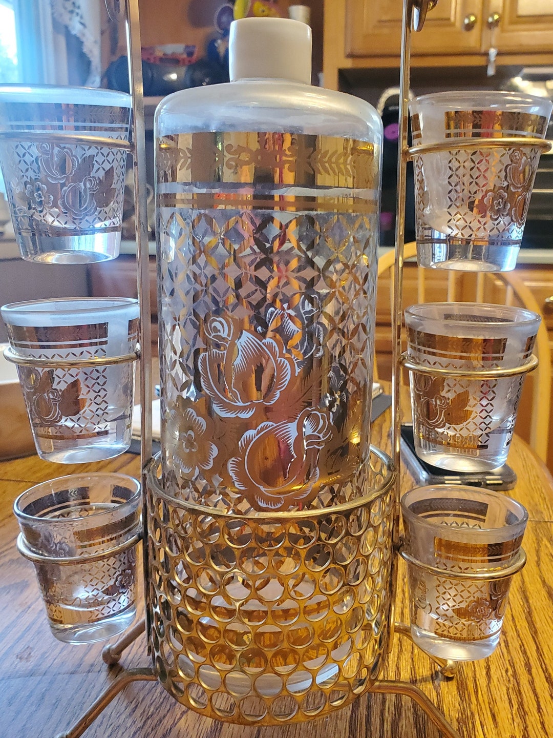 Mid Century Modern Atomic Age Starlyte Bar Set Caddy. Dispenser & 6 ...