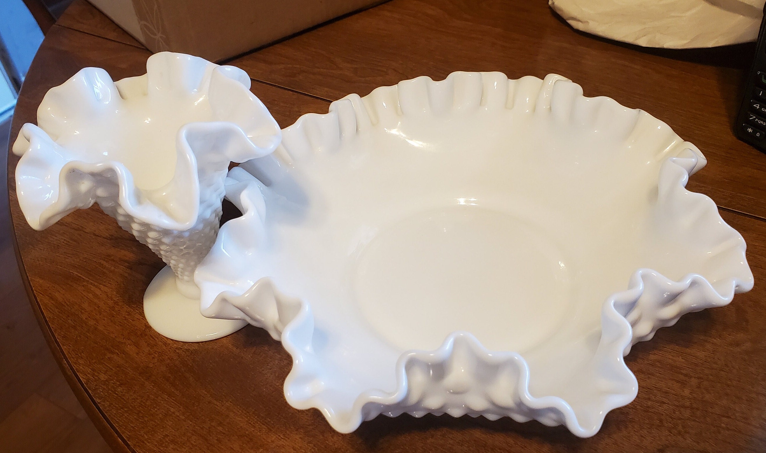 Fenton White Milk Hotmail Ruffled Edge Candy Dish - Etsy