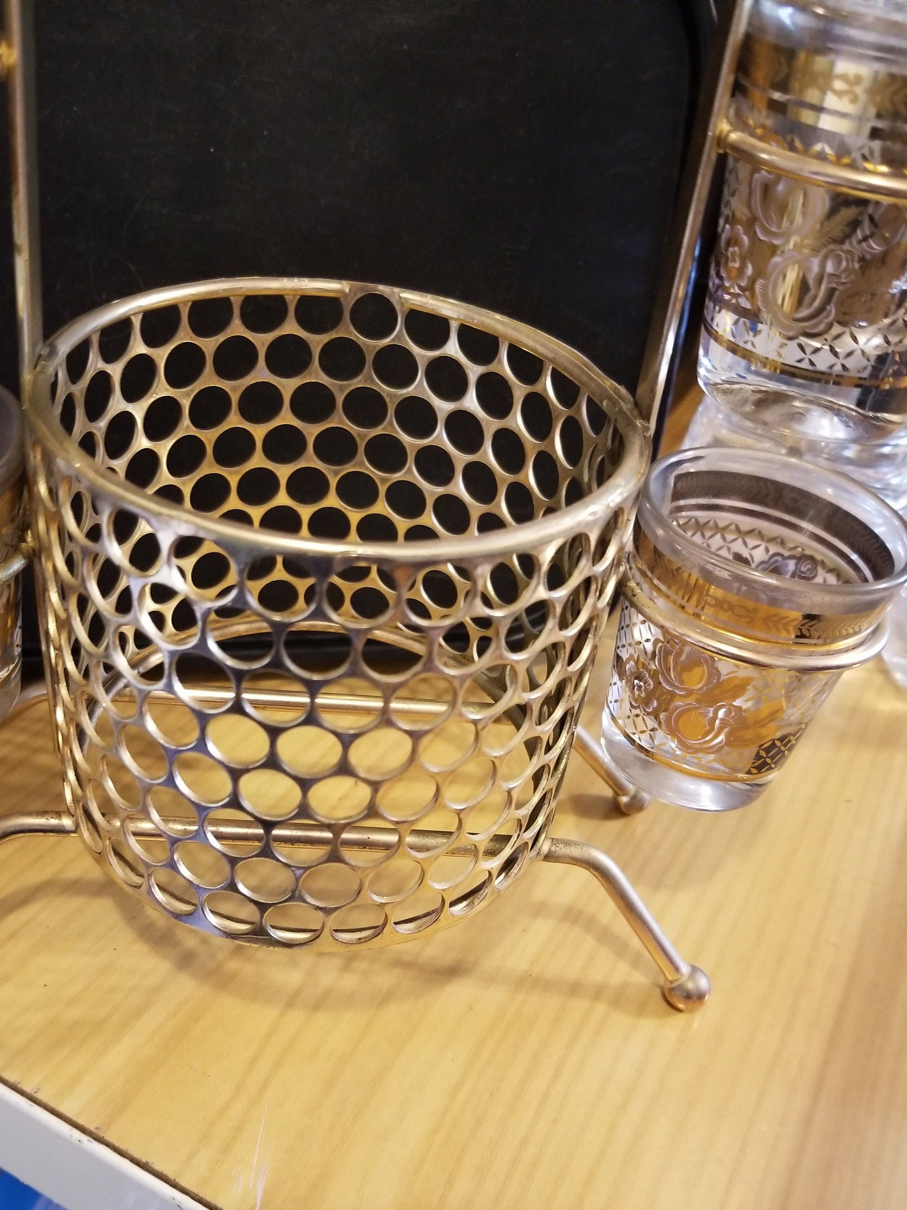 Mid Century Modern Atomic Age Starlyte Bar Set Caddy. Dispenser & 6 ...