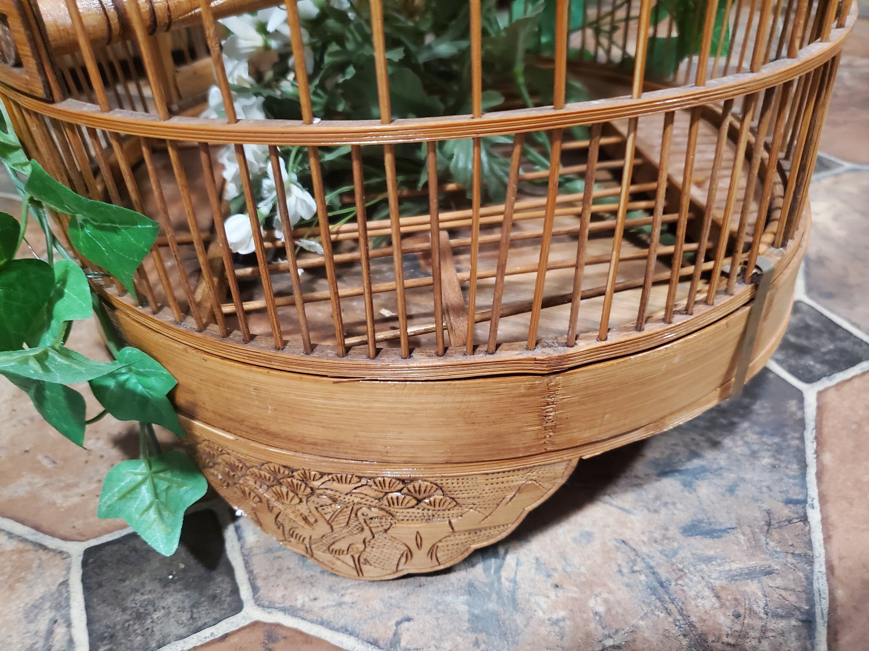 Vintage Bamboo Bird Cage Ornament - Etsy