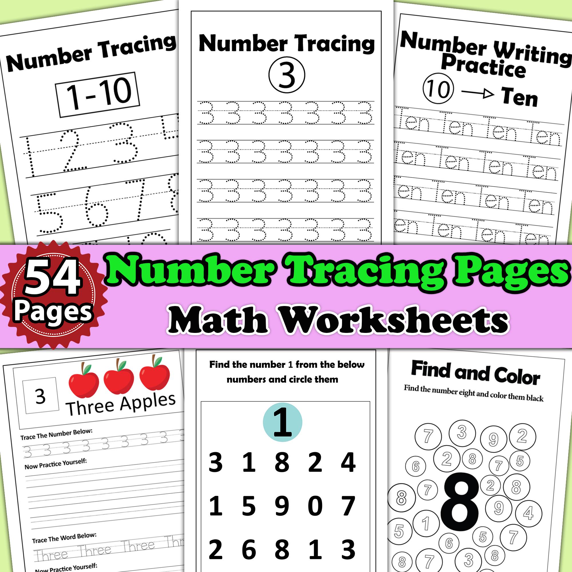 Number Tracing Worksheets | 54 Printable Preschool-kindergarten ...