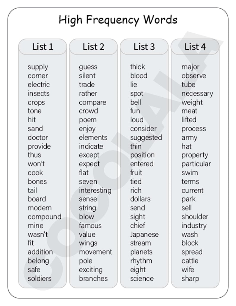2100 High Frequency Words Printable Pages, Sight Words, Spelling ...