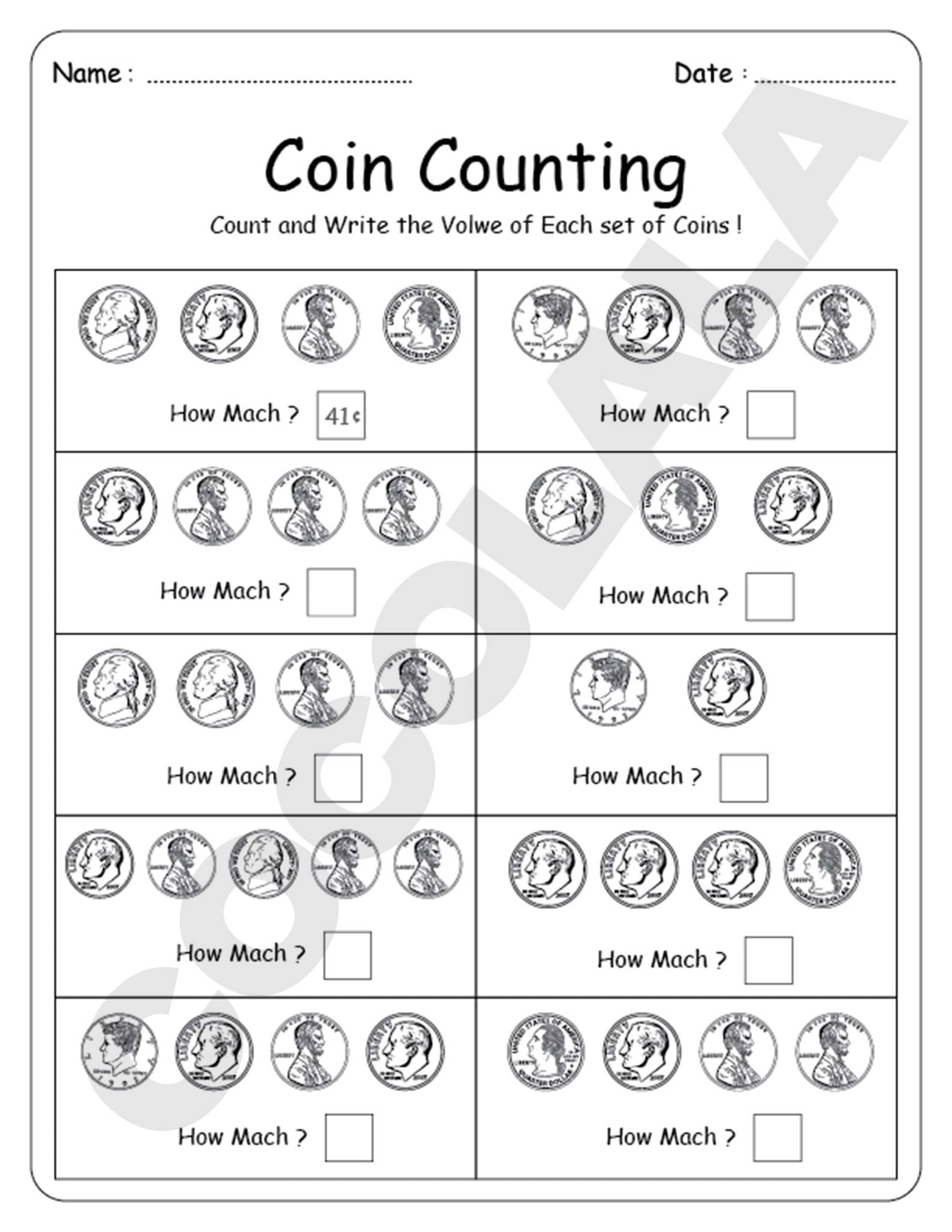 Printable Coin Worksheets for Kids | U.S. Coin Recognition and Counting ...