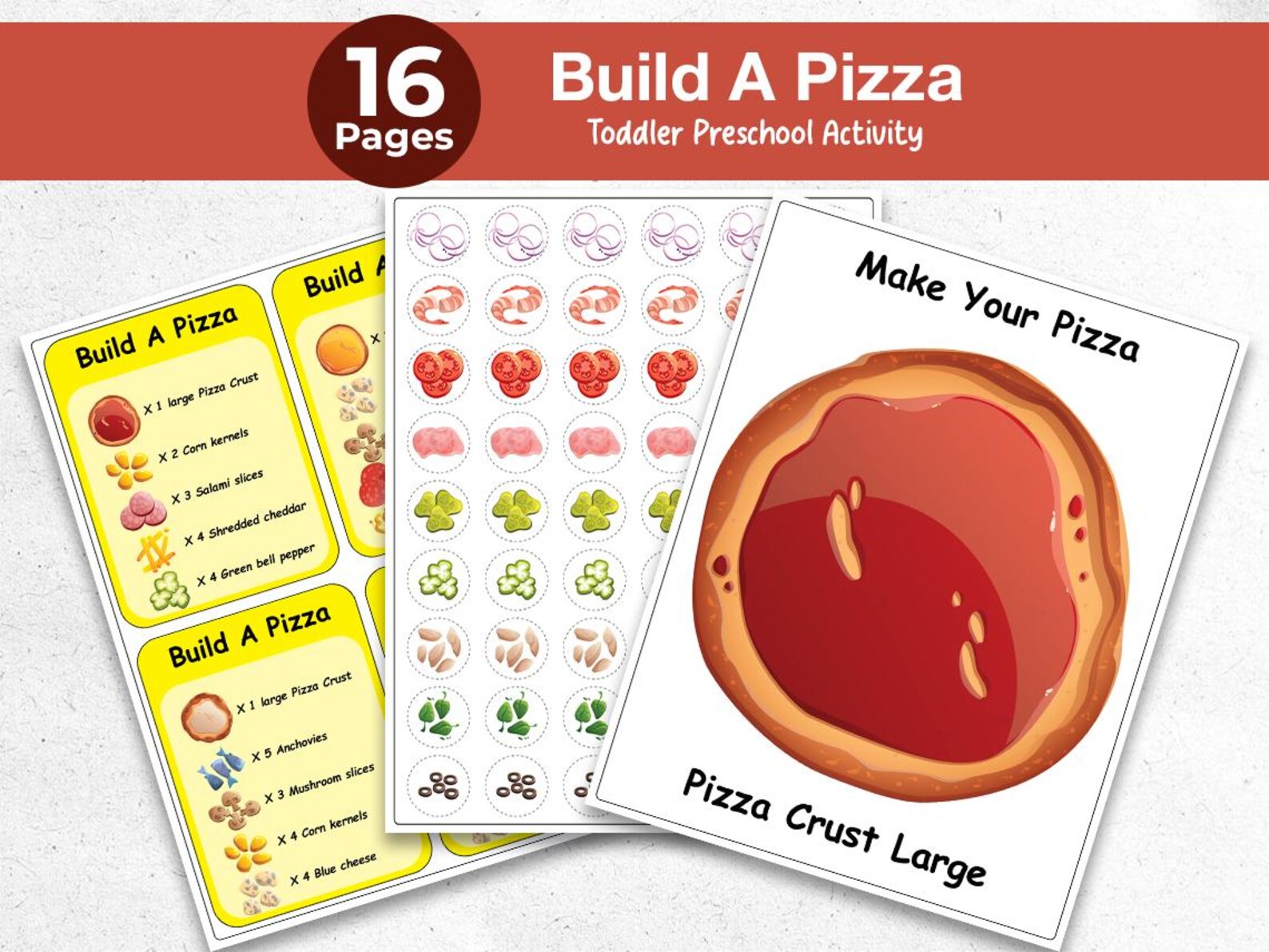 Build a Pizza Printable | Pretend Play Food Activity for Preschool ...