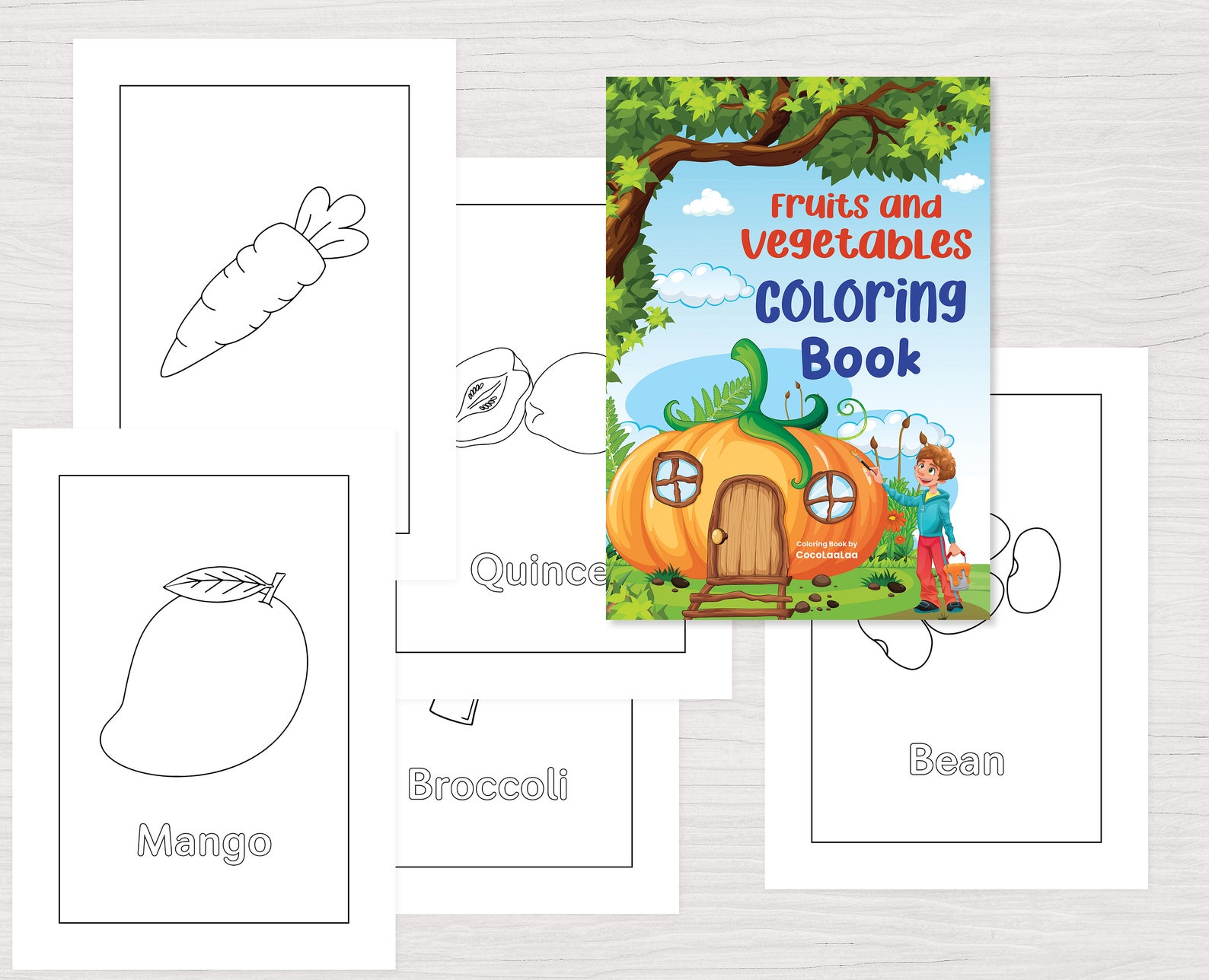 62 Fruits Vegetables Coloring Pages for Kids | Printable Toddlers ...
