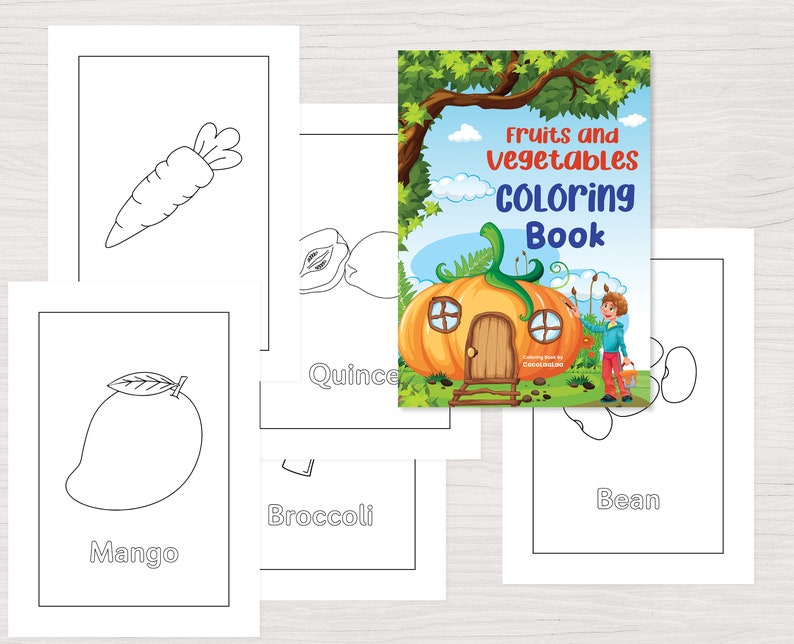 62 Fruits Vegetables Coloring Pages for Kids | Printable Toddlers ...