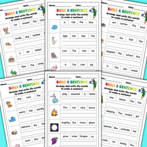 160 Sentence Making Worksheets, Printable Build the Sentences Writing ...