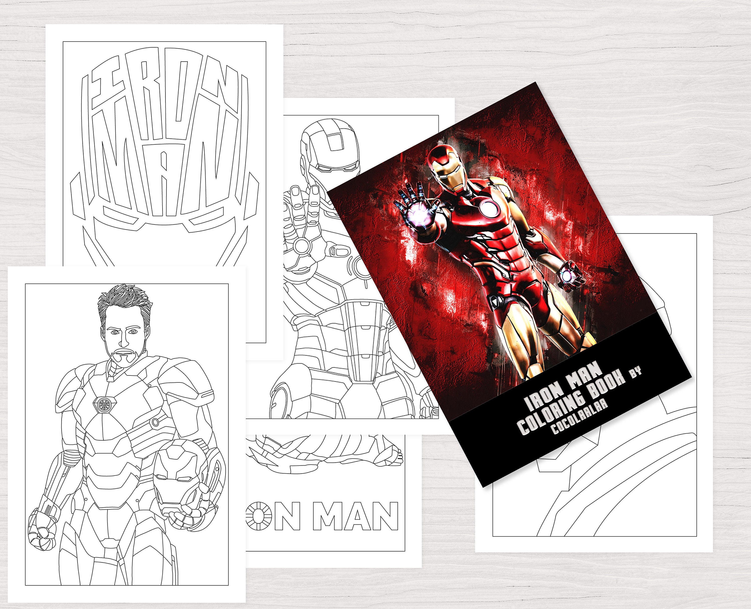Iron Man 42 Pages Kids Coloring Book | Printable Children's Superhero ...