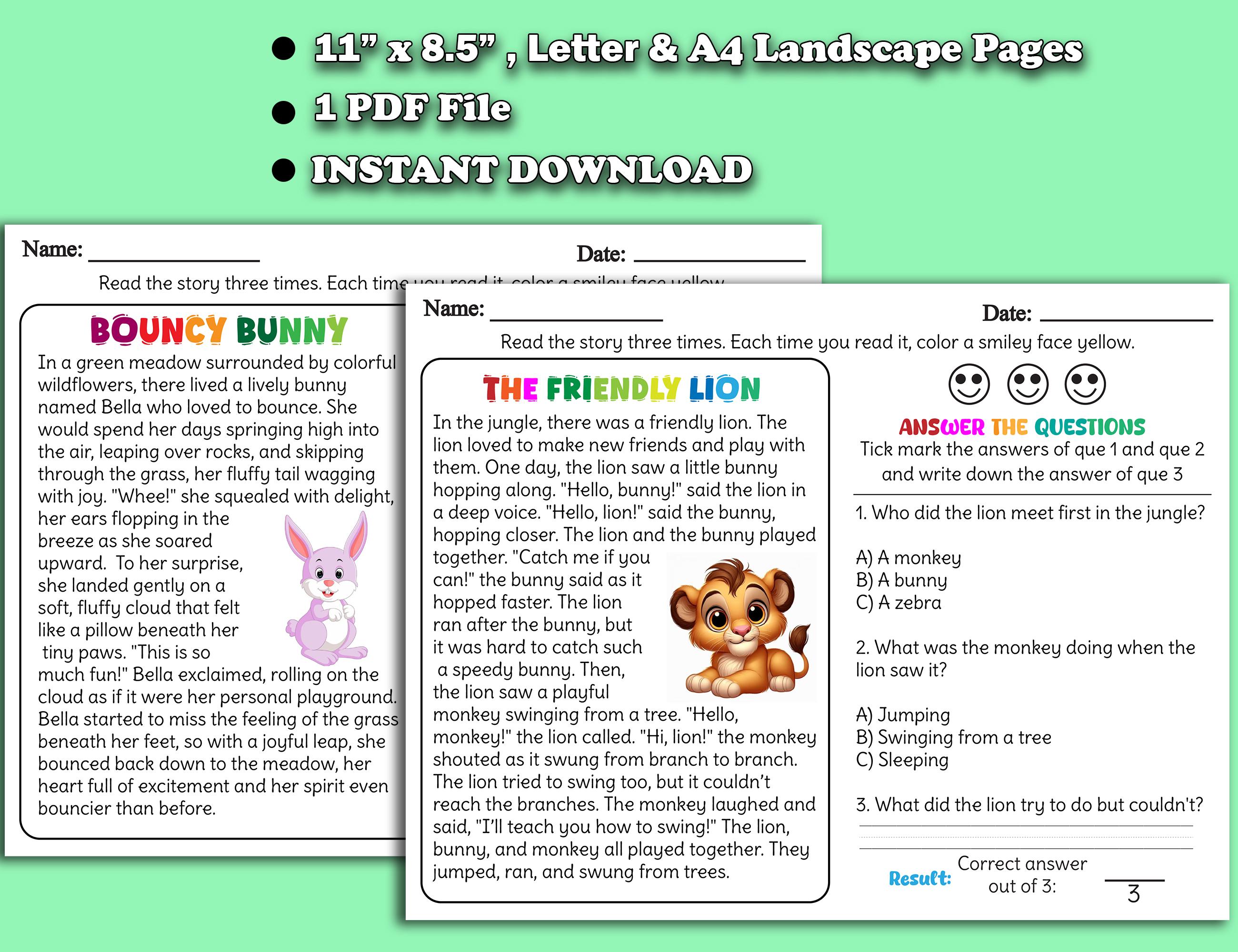 1st Grade Reading Comprehension Worksheets, 31 First Grade Story ...