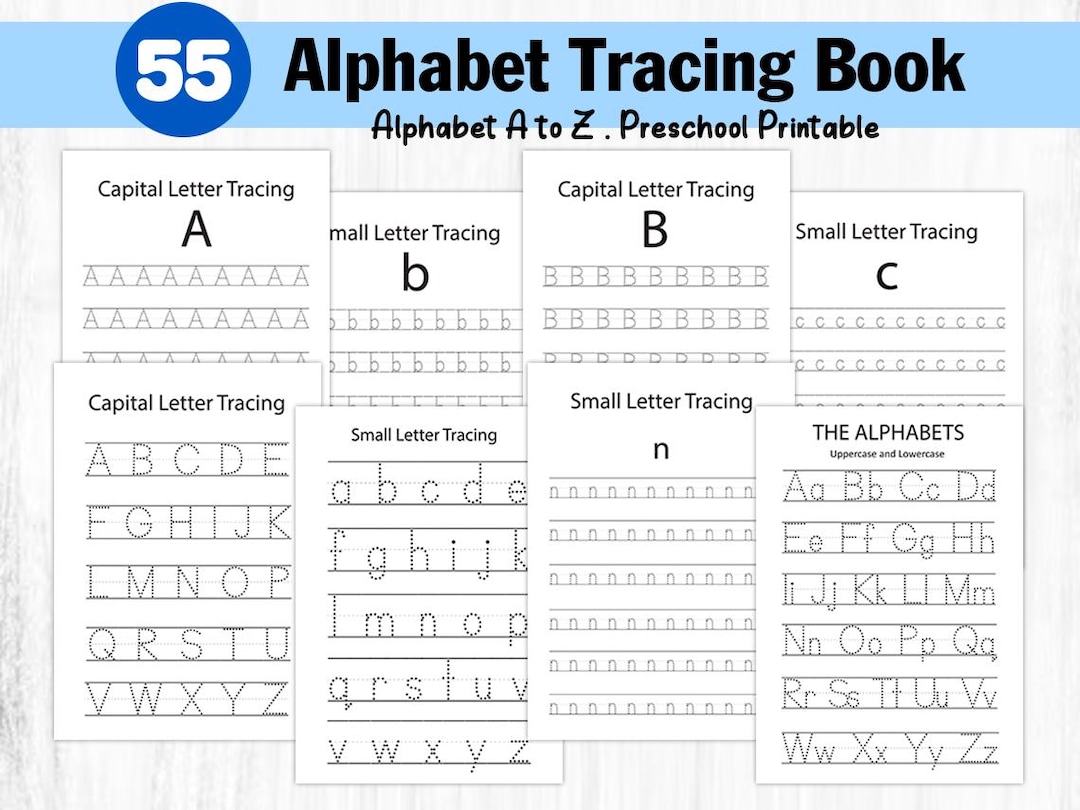 55 Uppercase Lowercase Alphabet Tracing Worksheets | Printable ...