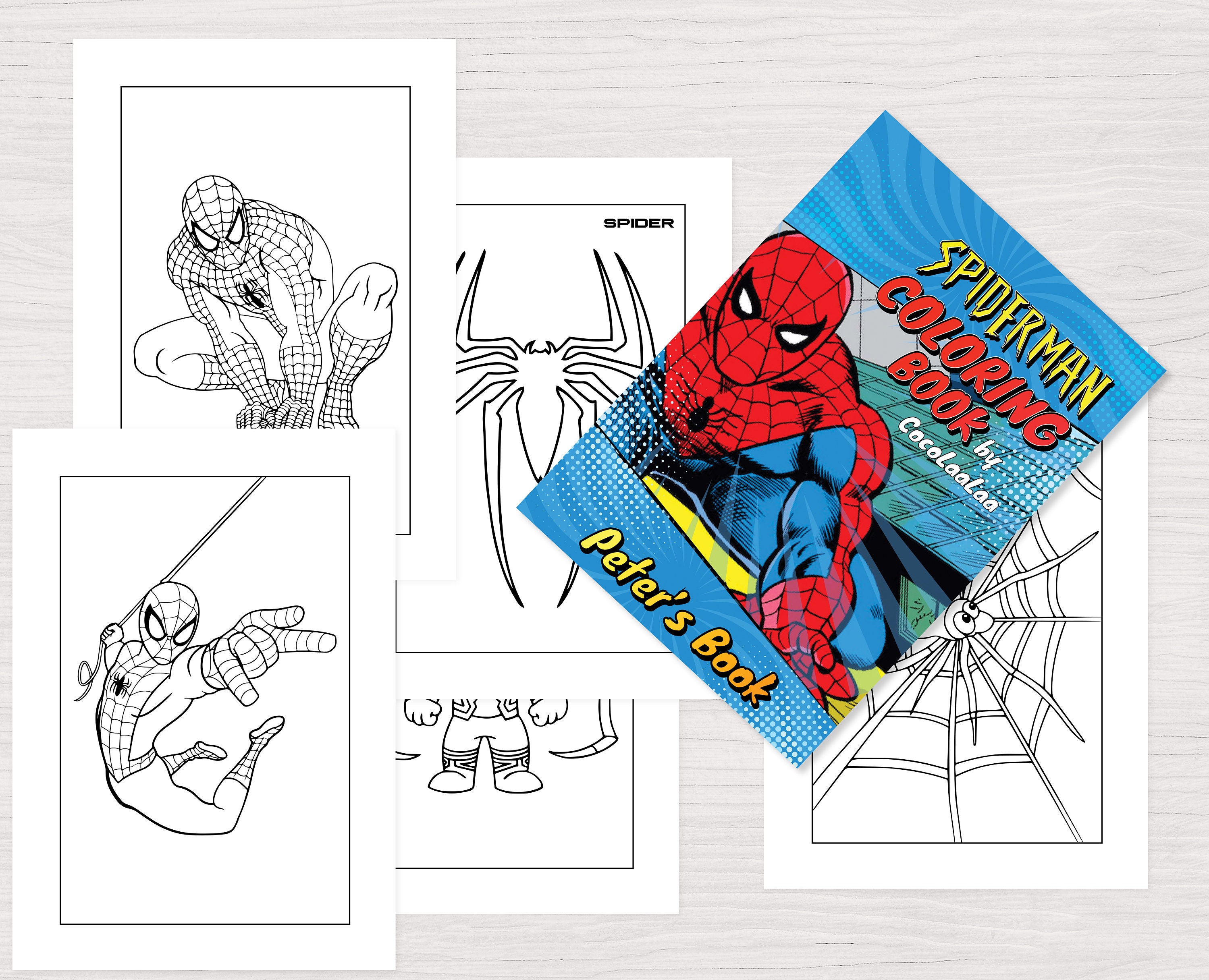 Personalized Spiderman Coloring Pages 44 Pages Superhero Kids Coloring ...