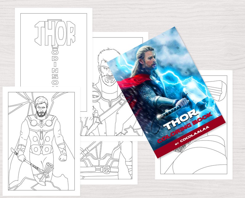Thor 42 Pages Kids Coloring Book Printable Children's - Etsy
