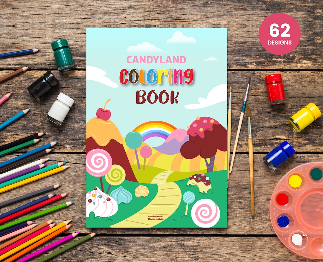 Candyland 62 Pages Digital Coloring Book for Kids Instant PDF - Etsy