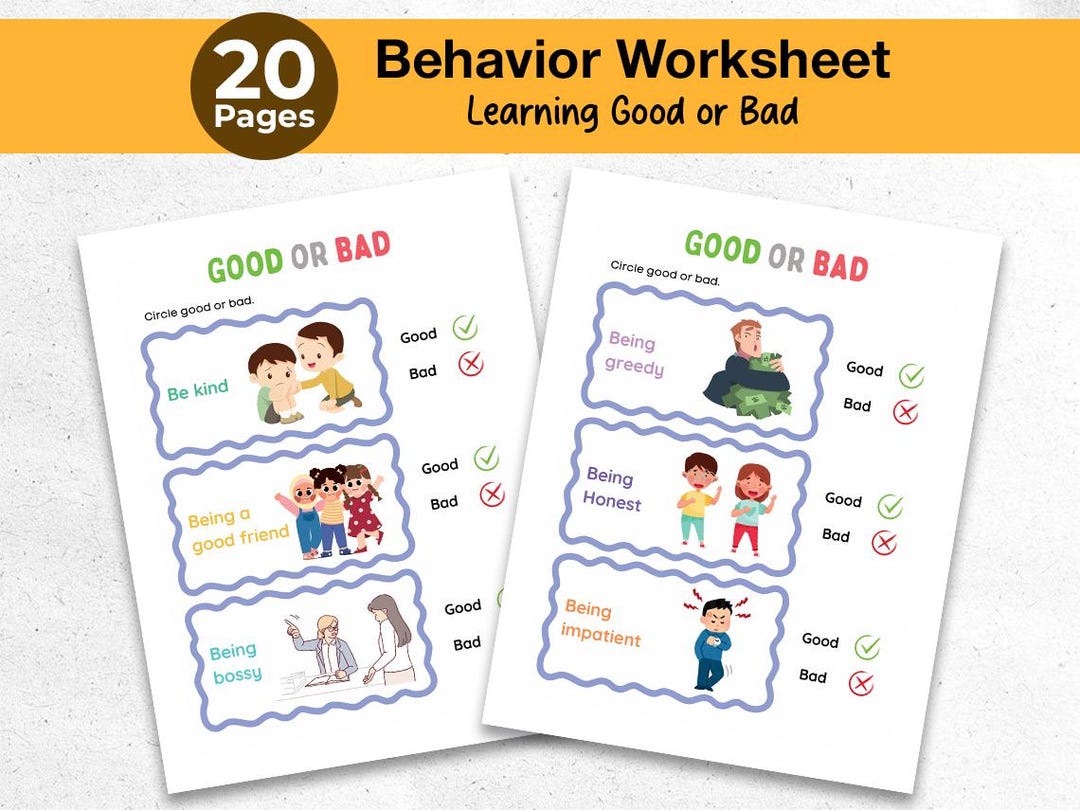 Good & Bad Behavior Worksheets: Social Skills Activities (PDF Printable ...