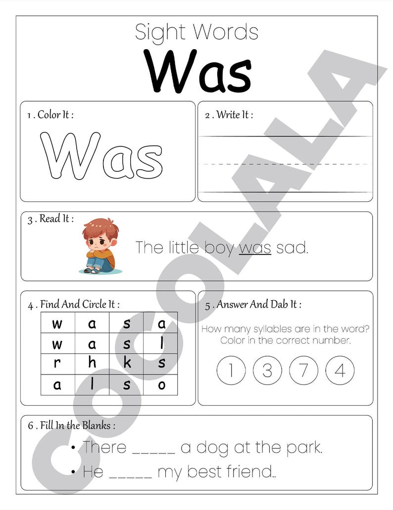 110 Sight Words Worksheets, Read Trace Color Write Find - Sight Word ...