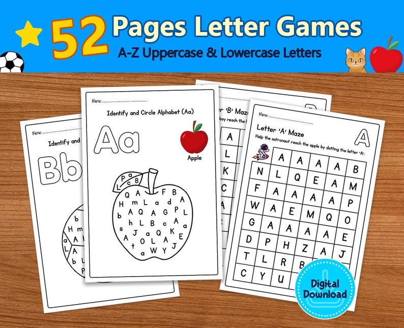 52 Letter Maze Games, Letter Find & Circle Games | Letter Puzzle Games ...