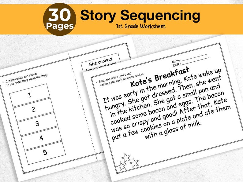 1st Grade Story Sequencing Cut & Glue Worksheets | Reading ...