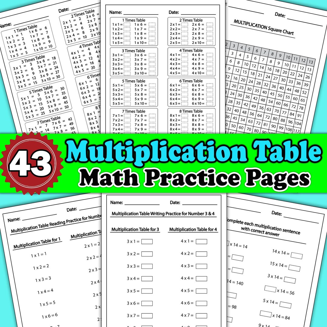 Math Times Table Worksheets 1 20 Multiplication Table Printable Fill in ...