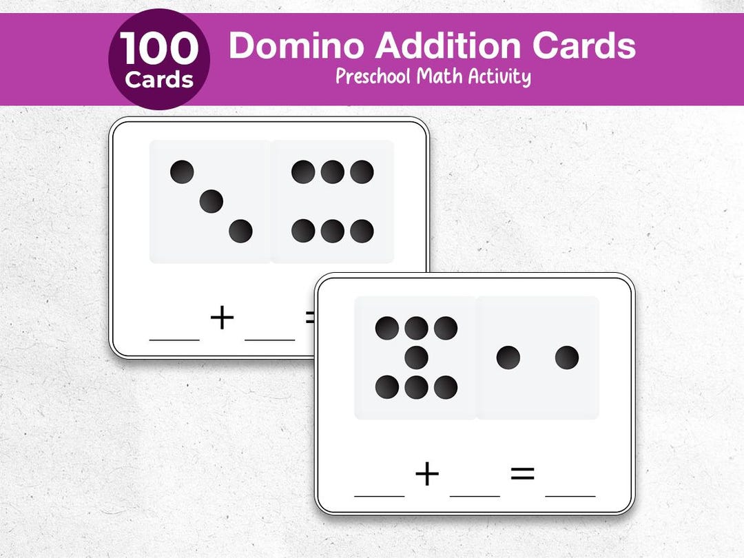 Domino Addition Printable Cards | Math Activity for Preschool ...
