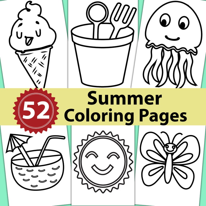52 Summer Coloring Pages for Kids Toddlers Preschoolers Printable ...