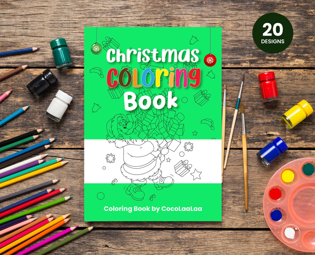 Christmas 20 Unique Design Kids Coloring Book | Santa Digital Pages for ...