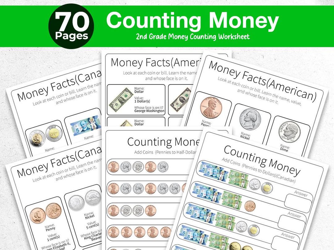 Counting Money Math 2nd Grade Worksheets 70 Pages Summer Workbook for ...