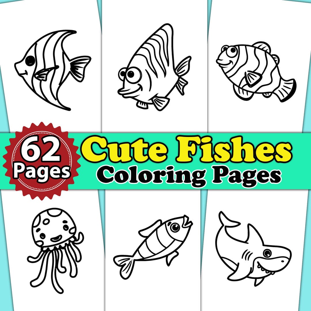 Cute Fishes 62 Coloring Pages for Kids | Fish Coloring Pages for Kids ...