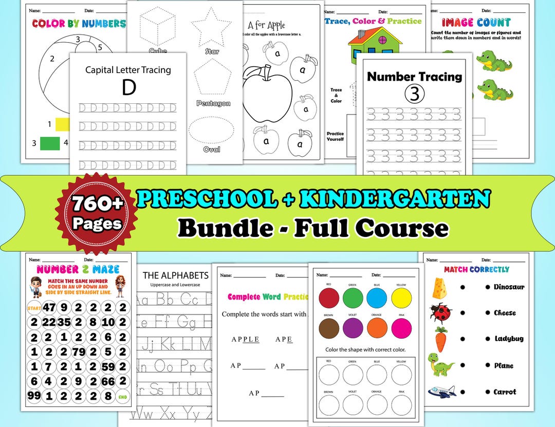760 Preschool Pre-k Bundle Kindergarten Learning Bundle Printable ...