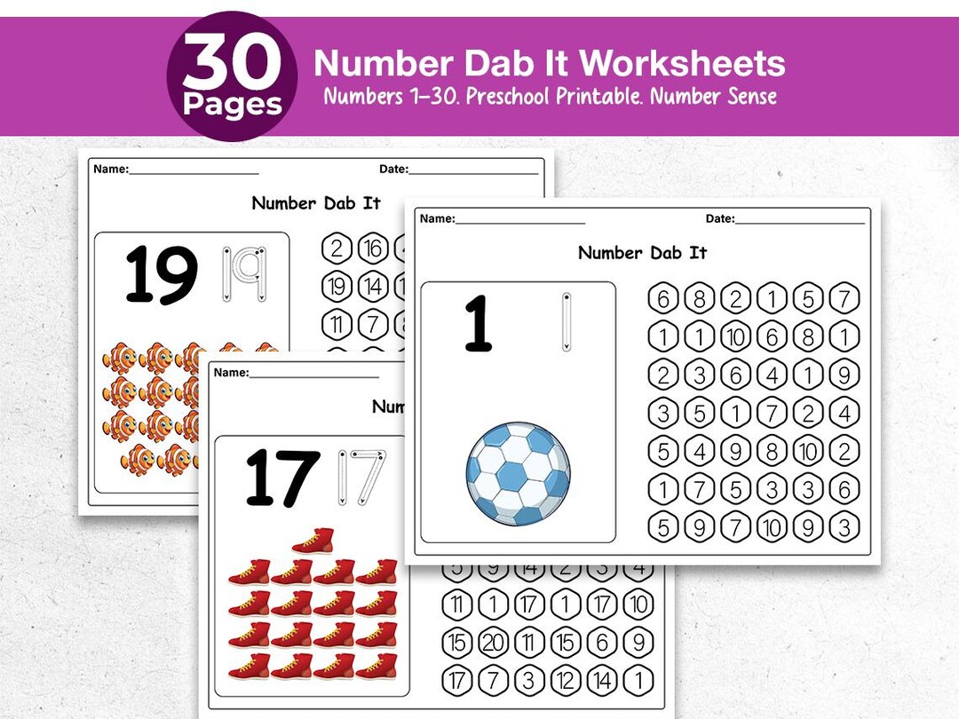 Number Dab It Worksheets 1-30 – Dot Marker Printables for Preschool and ...