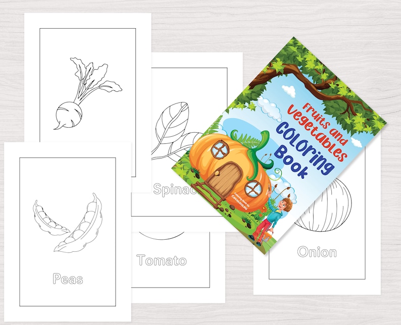 62 Fruits Vegetables Coloring Pages for Kids | Printable Toddlers ...