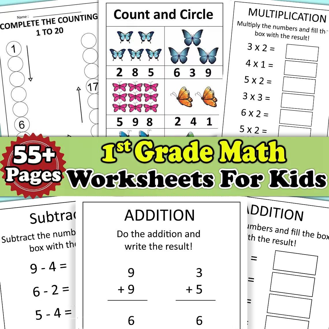 1st Grade Math Worksheets 58 Page | Comprehensive Kids Math Practice ...